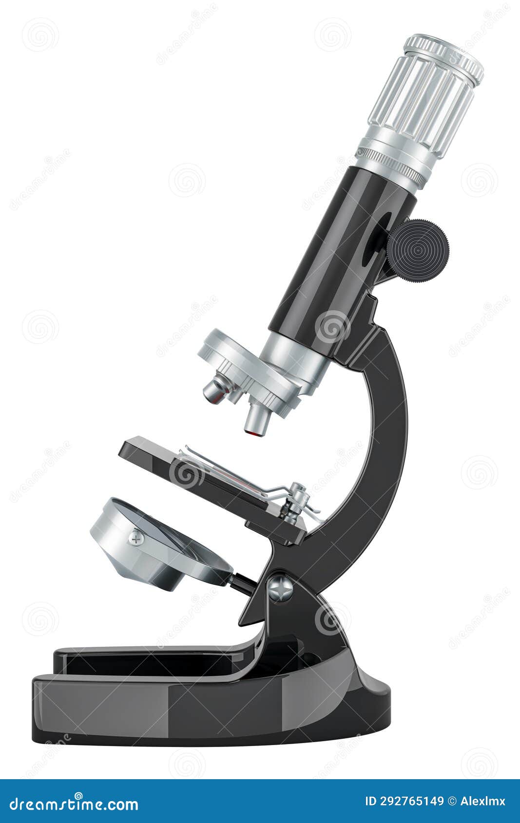 Microscope, Side View. 3D Rendering Stock Illustration - Illustration ...