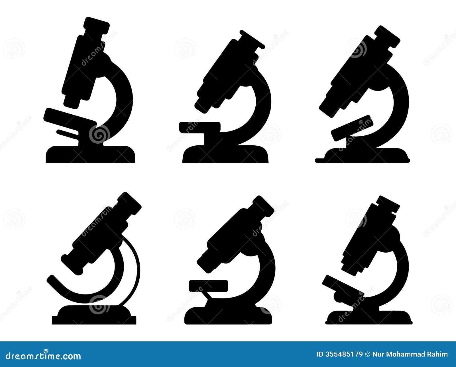 Microscope Silhouette. Flat Vector Illustration Isolated On White. Lab ...