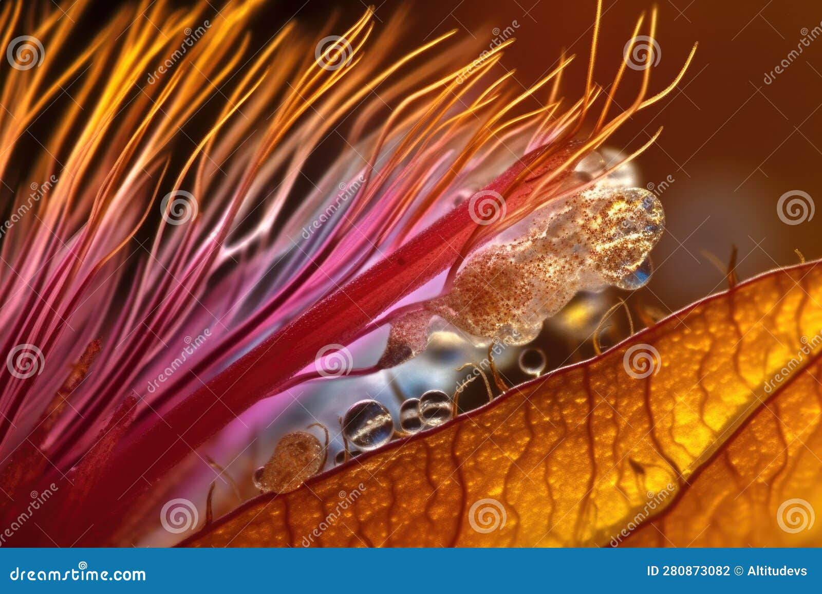 Microscope Slide with Magnified View of Flower Petals and Stamen Stock ...