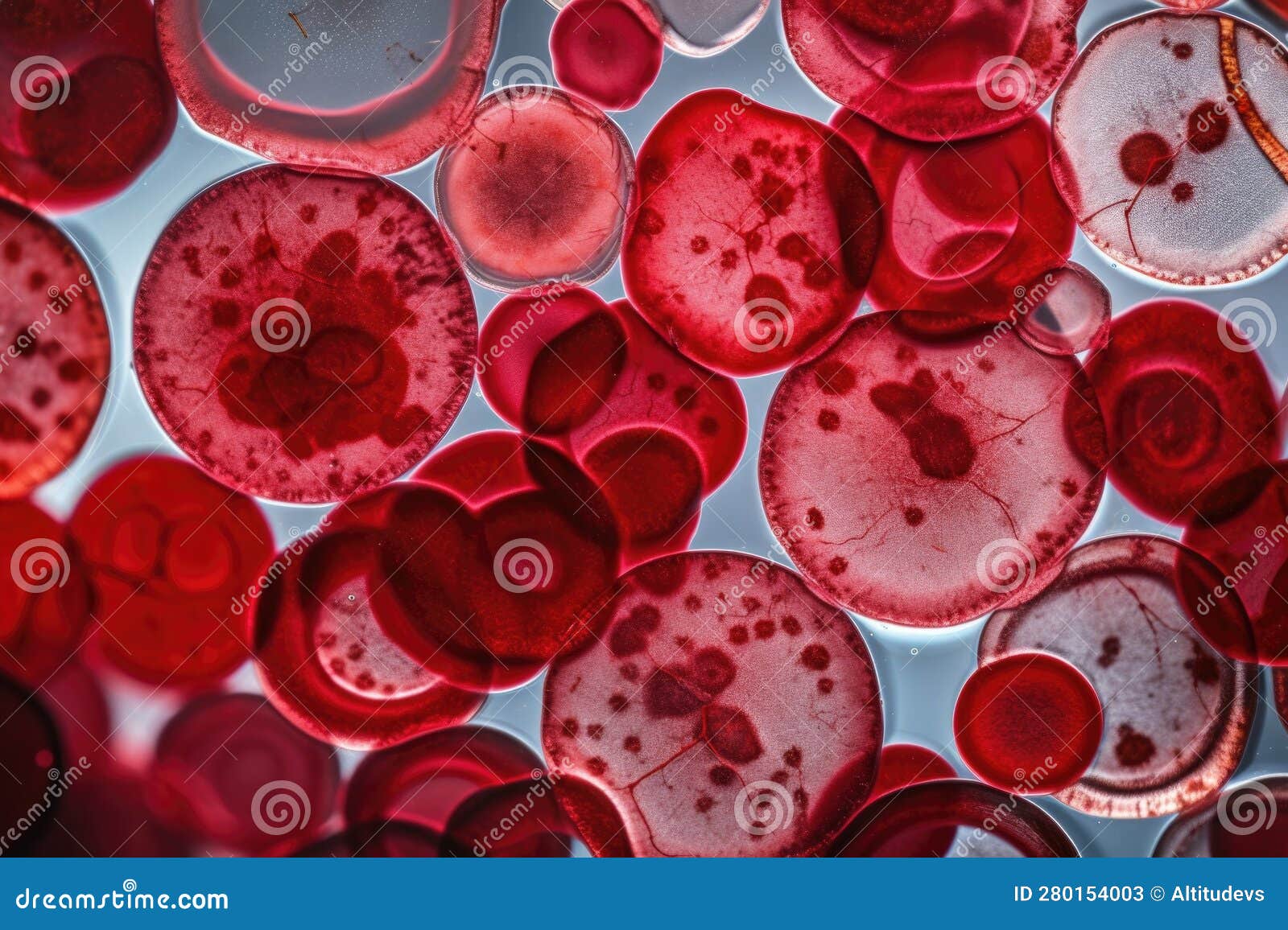 Microscope Slide With Magnified View Of Human Blood Cells Royalty-Free ...