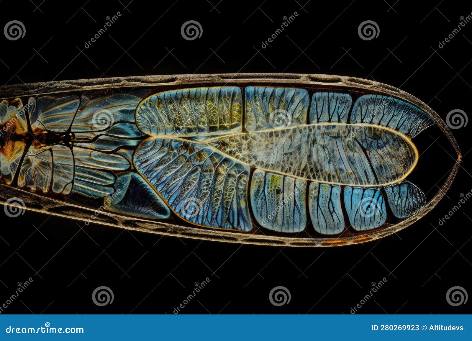 Microscope Slide with Magnified View of Insect Wing, with Intricate ...