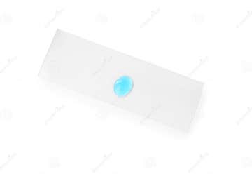 Microscope Slide with Sample of Light Blue Liquid Isolated on White ...