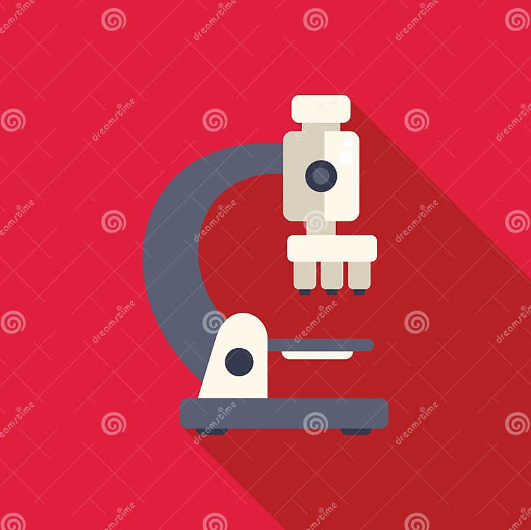 Microscope Standing on Red Background with Long Shadow Stock Vector ...