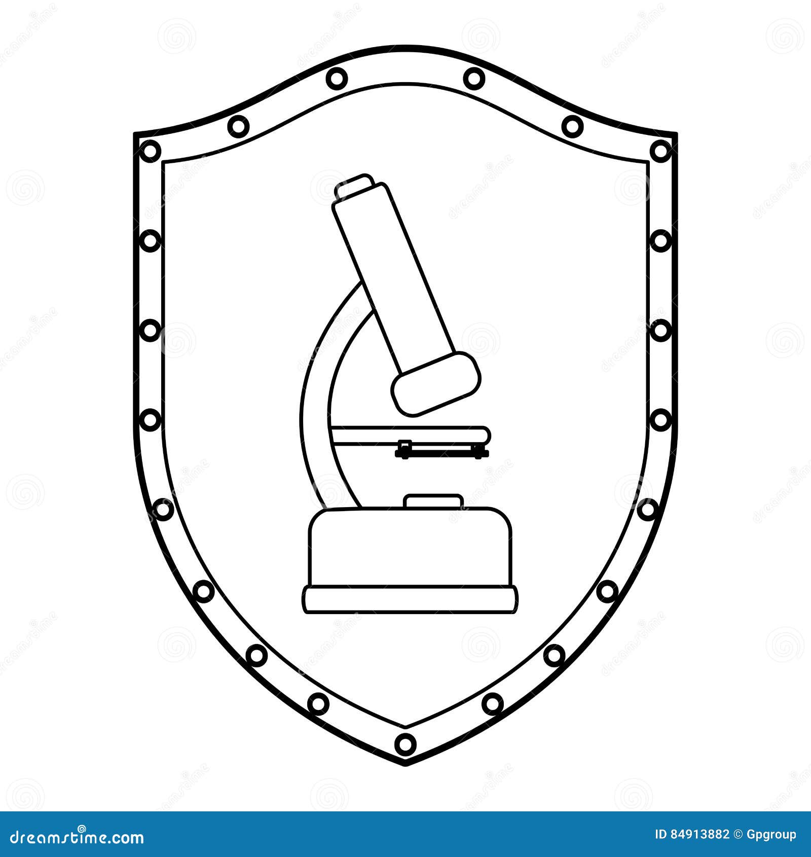 Microscope Symbol on Shield Stock Vector - Illustration of badge ...