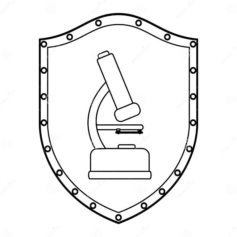 Microscope Symbol on Shield Stock Vector - Illustration of badge ...