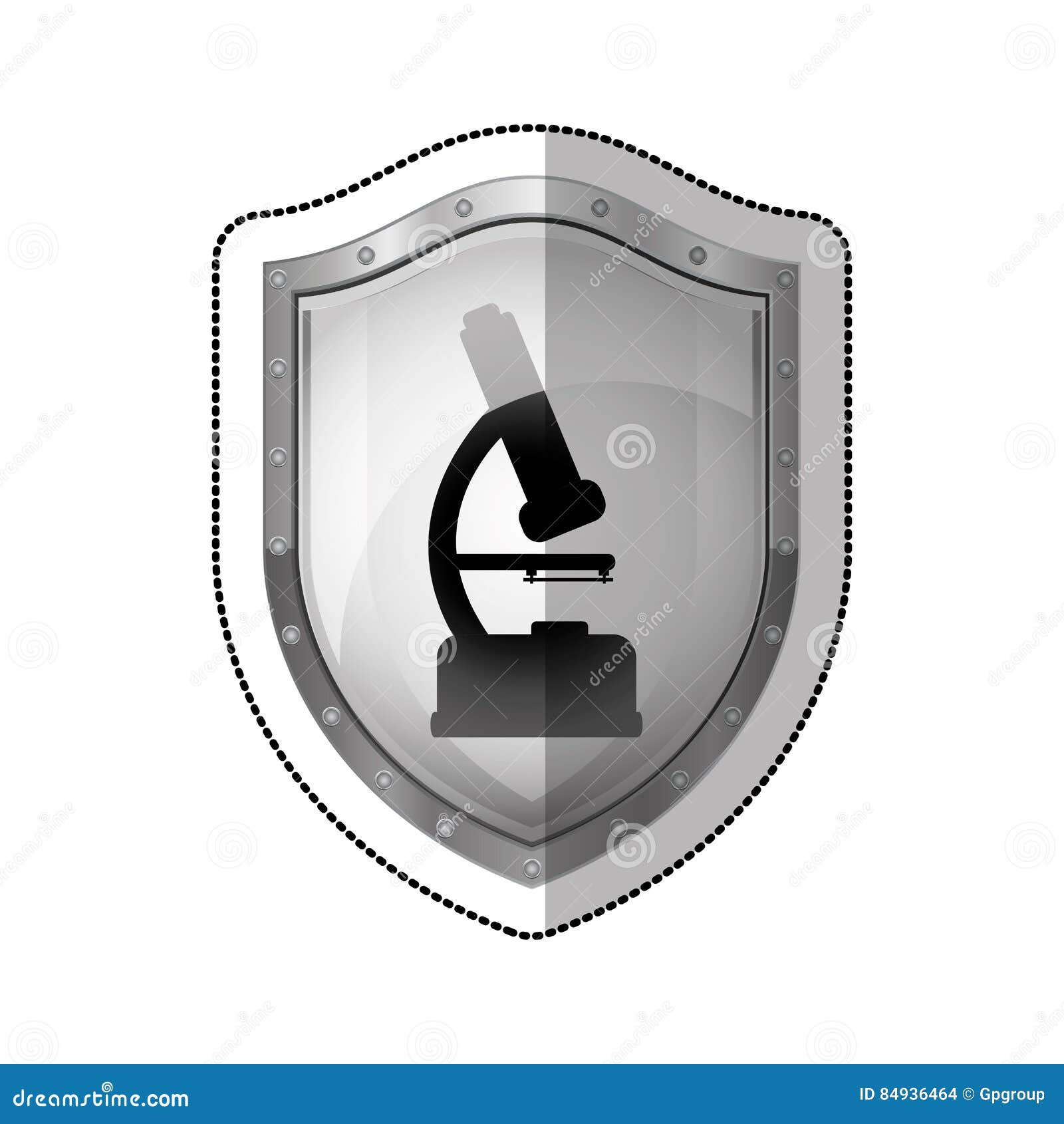 Microscope Symbol on Shield Stock Vector - Illustration of badge, micro ...