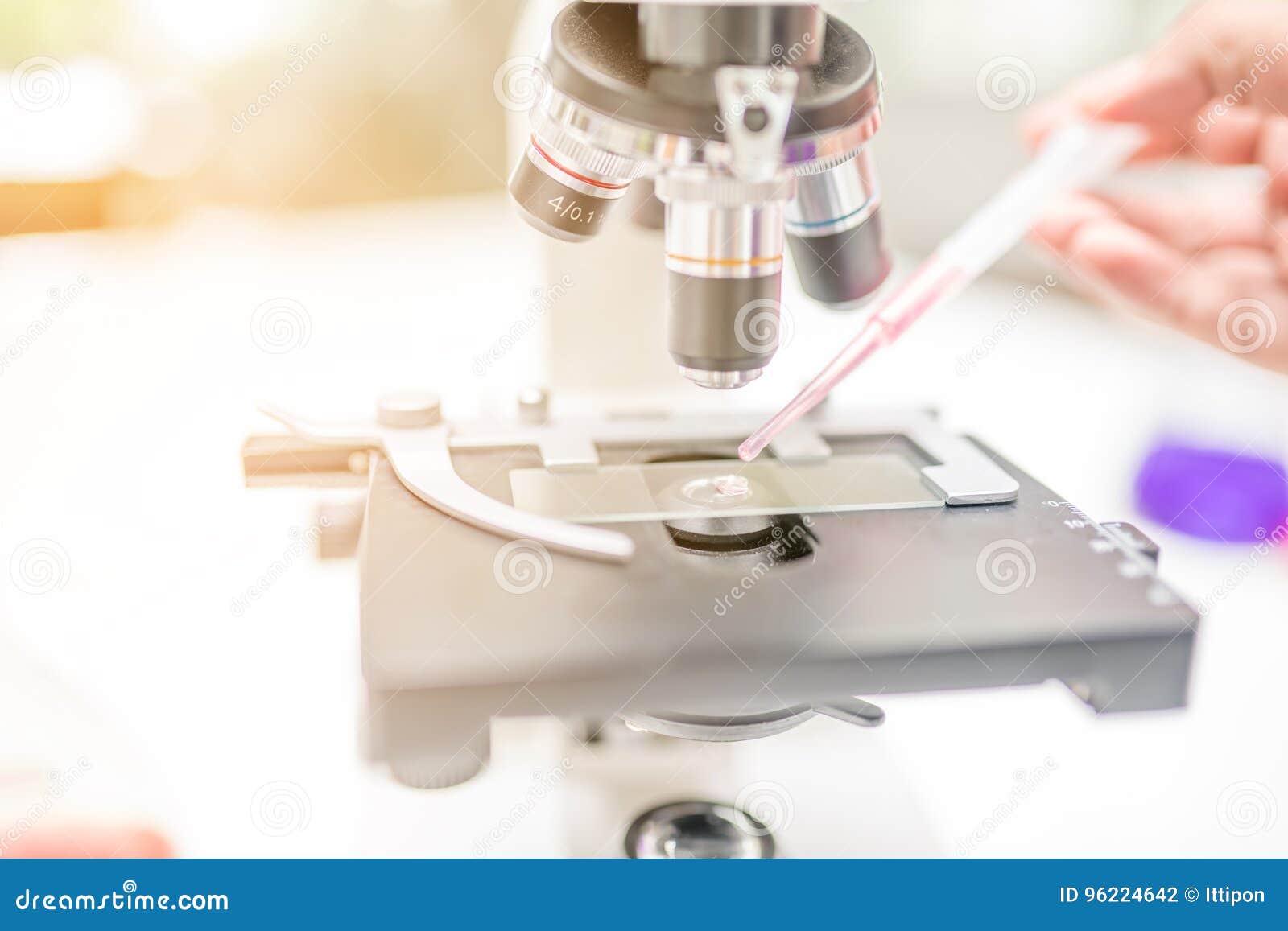 Microscope on the Table in Laboratory Room Stock Photo - Image of glass ...