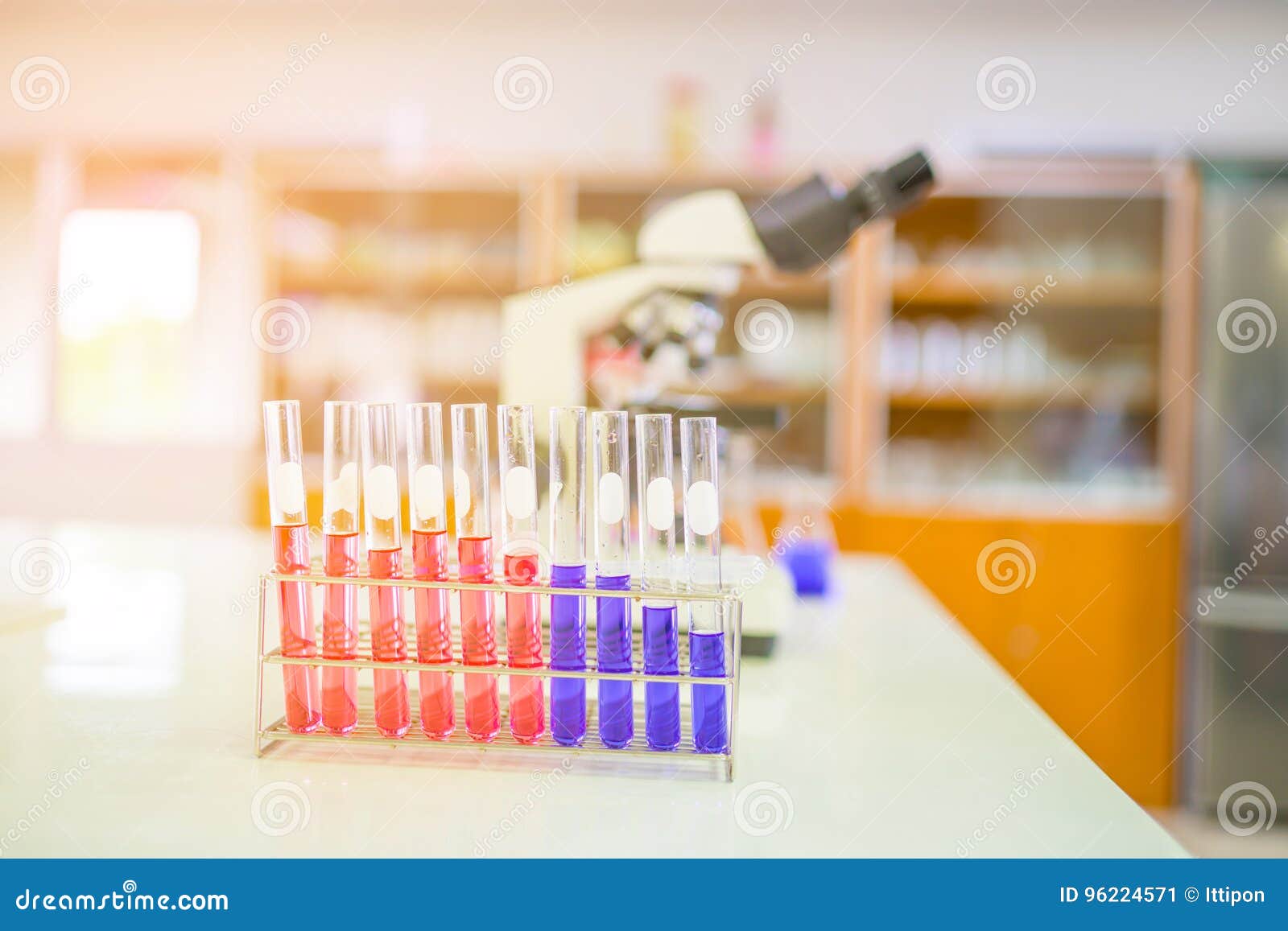Microscope on the Table in Laboratory Room Stock Image - Image of ...