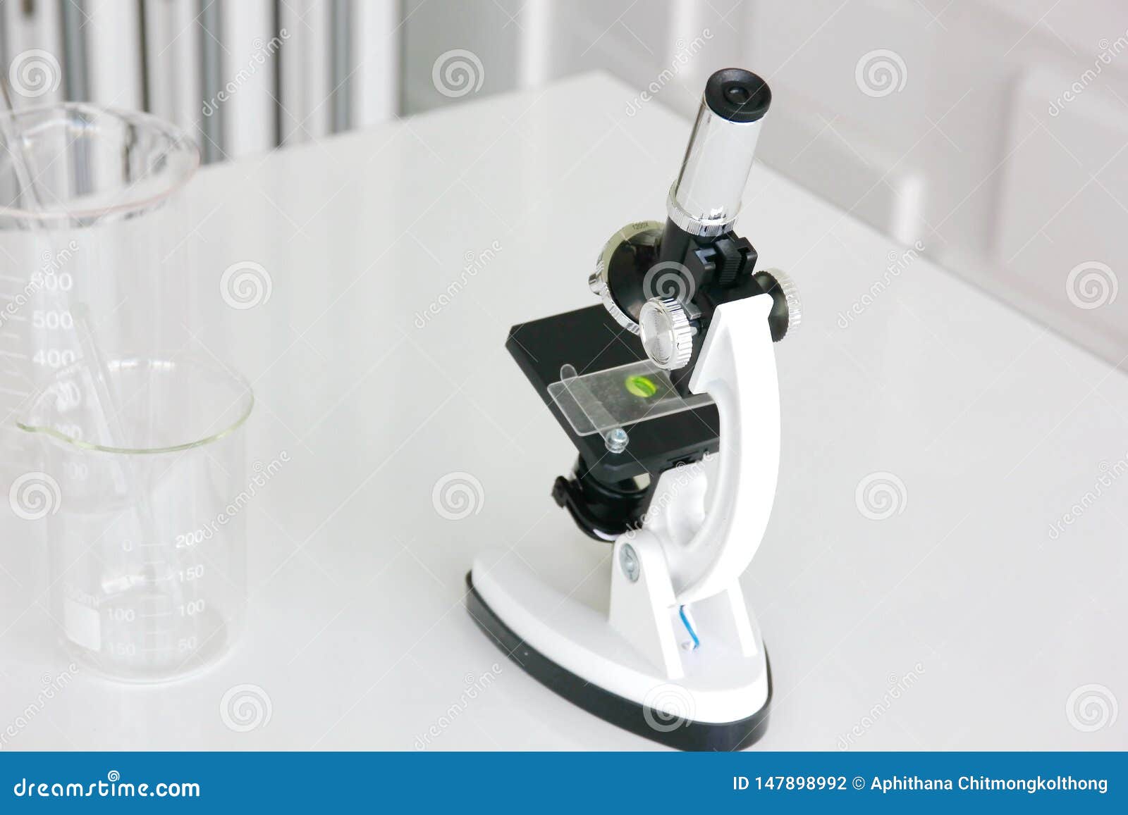 The microscope on table stock photo. Image of pharmacy - 147898992