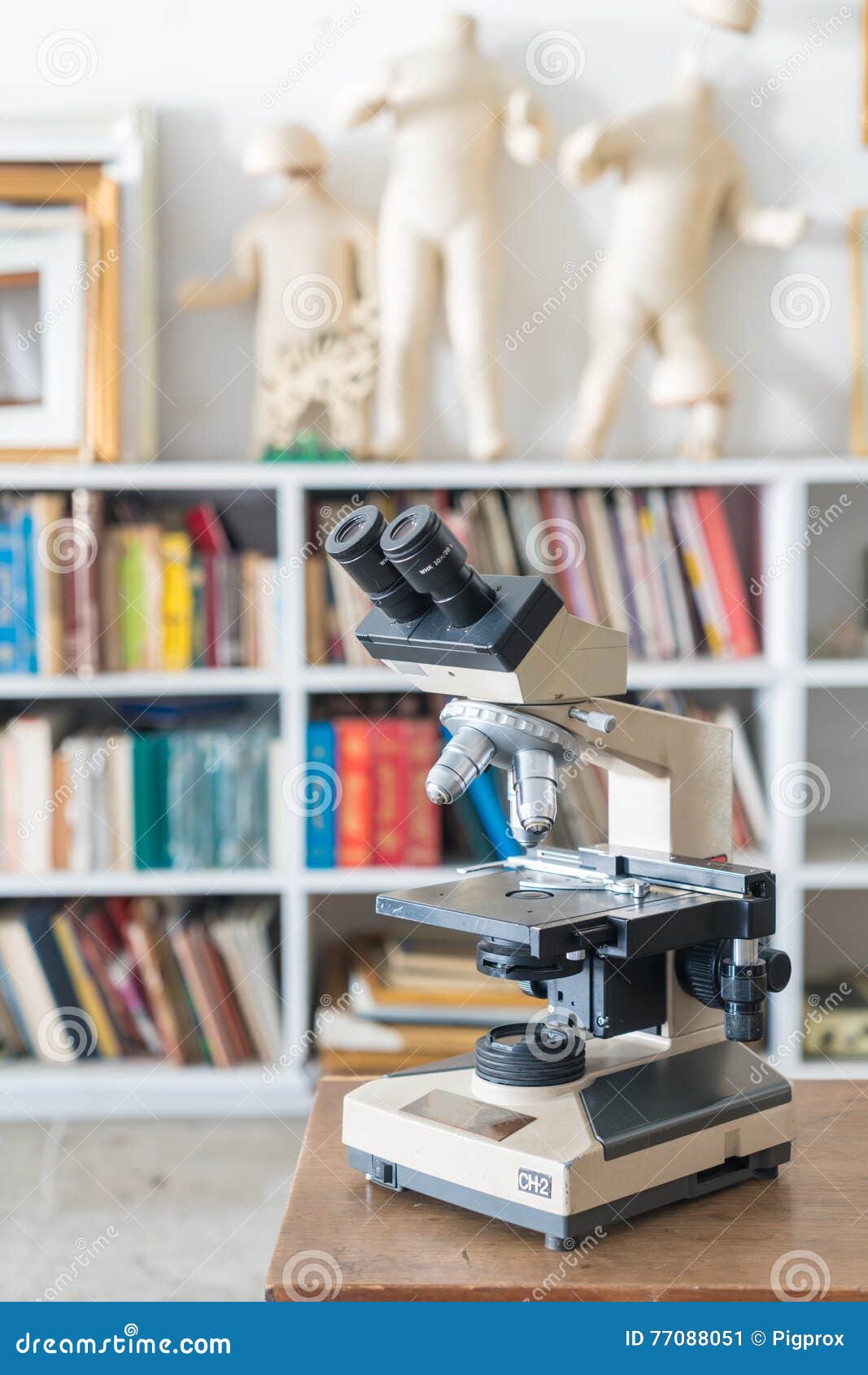 Microscope on Table Science Background Stock Image - Image of table ...