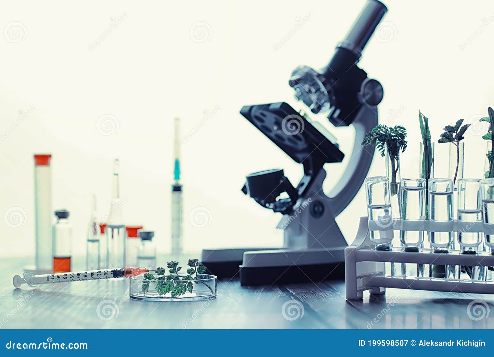 Microscope and Test Partings on the Table in the Laboratory Stock Image ...