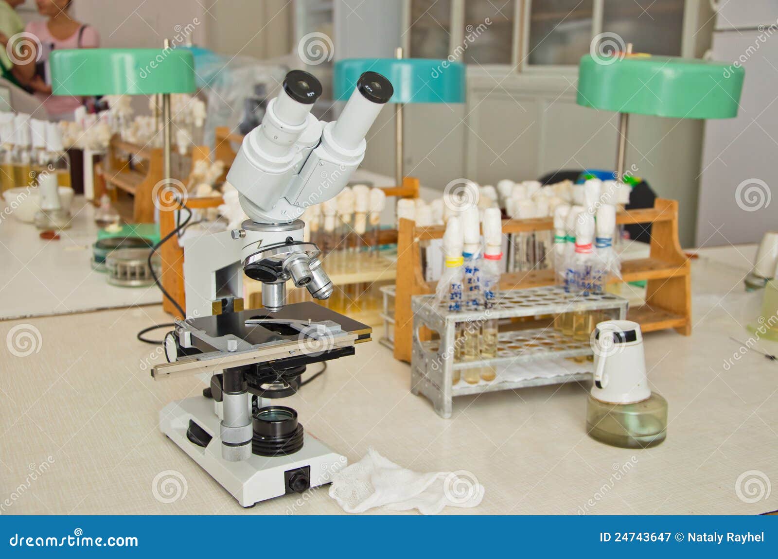 Microscope and test-tube stock image. Image of sample - 24743647
