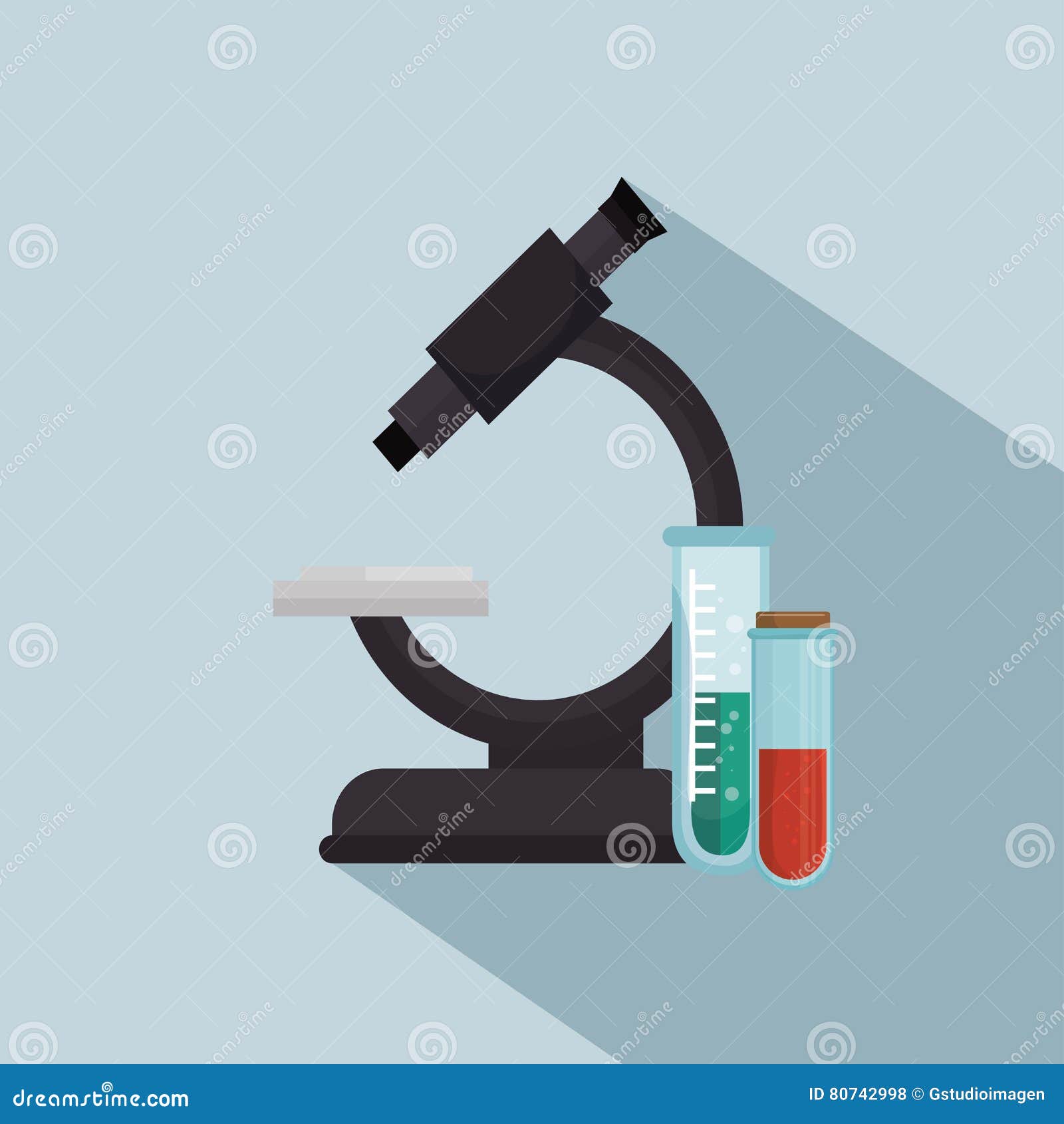 Microscope With Test Tubes Realistic Image Cartoon Vector ...