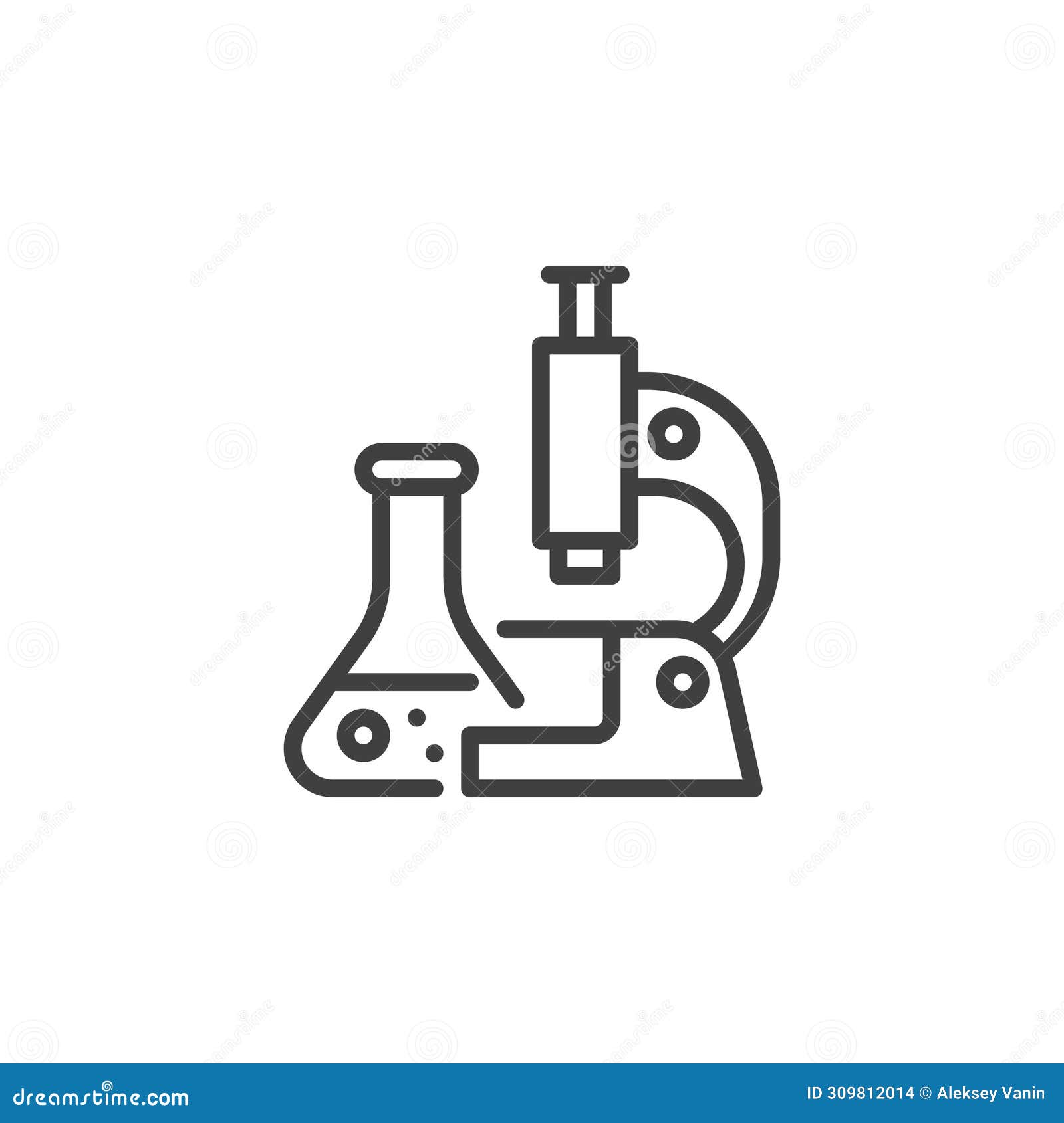 Microscope and Test Tube Line Icon Stock Vector - Illustration of ...