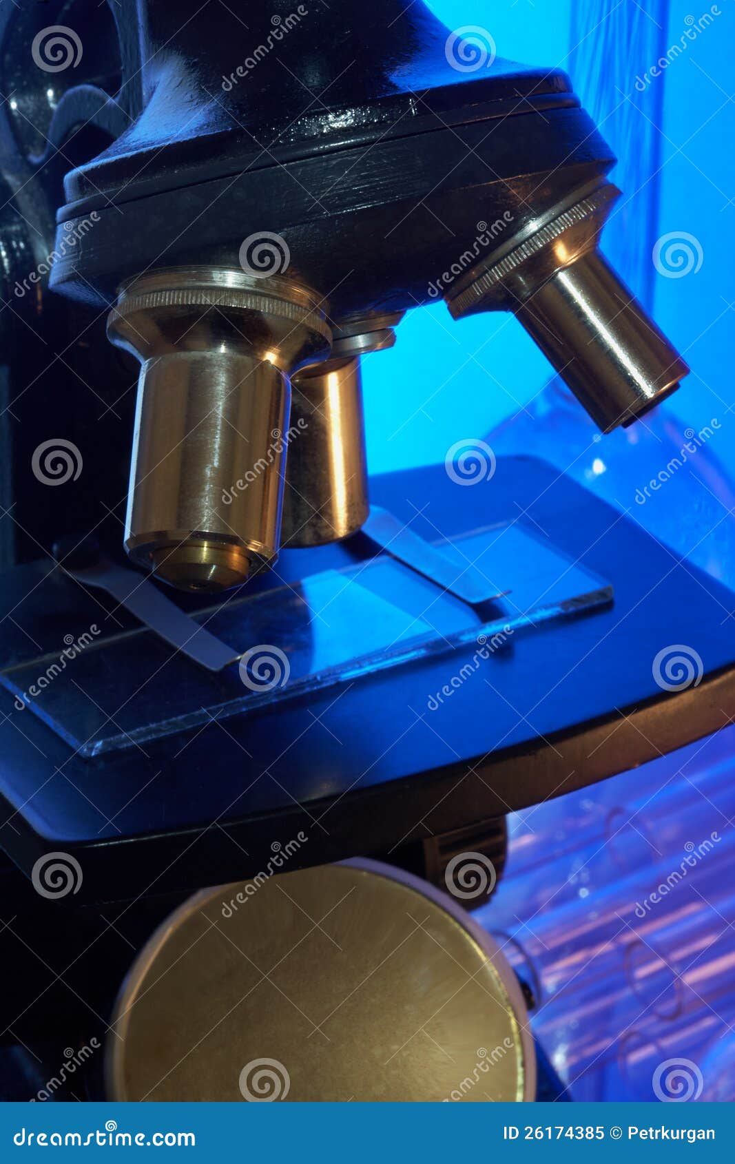 Microscope and test-tubes stock image. Image of illness - 26174385