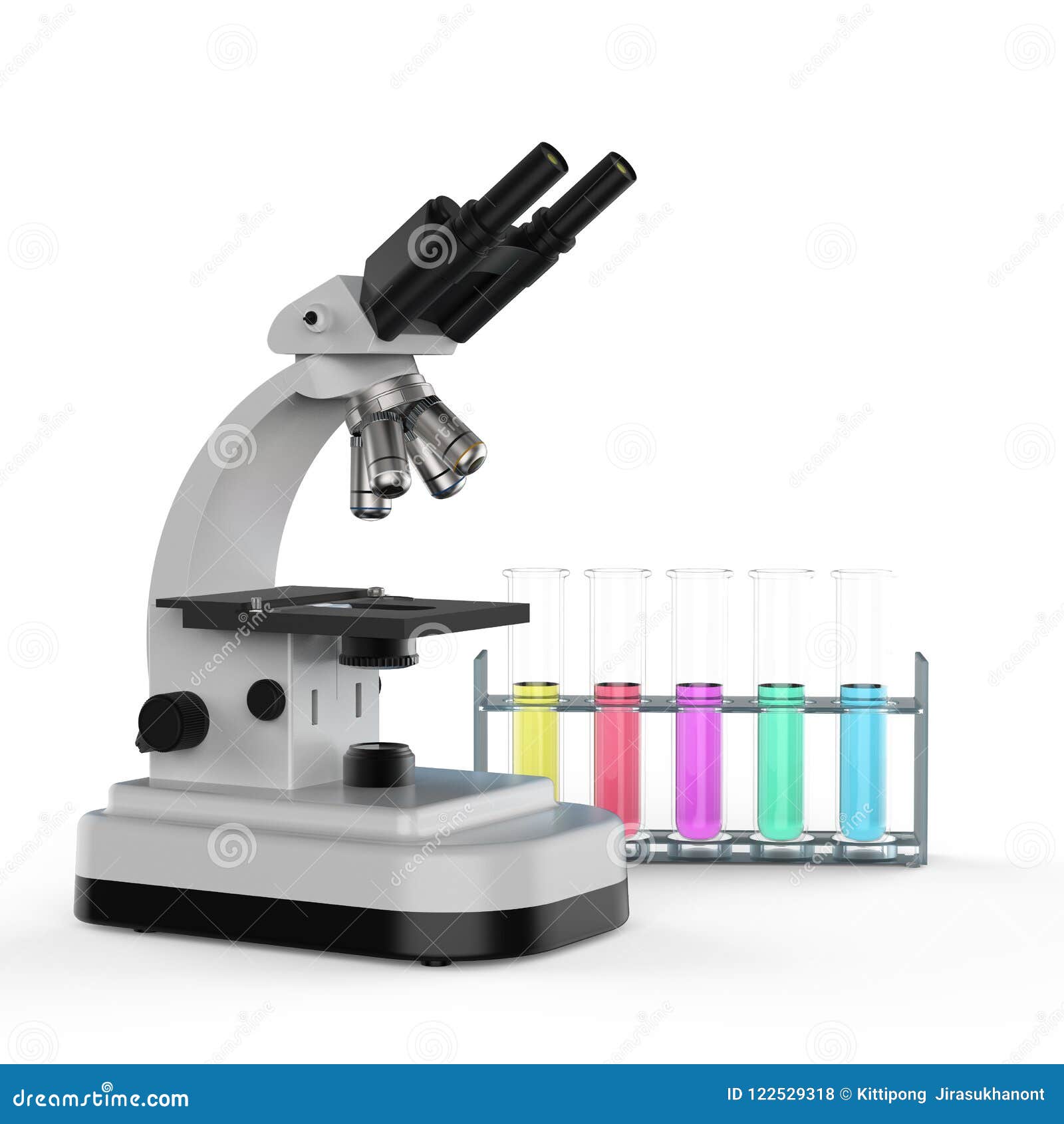 Microscope with test tubes stock illustration. Illustration of ...