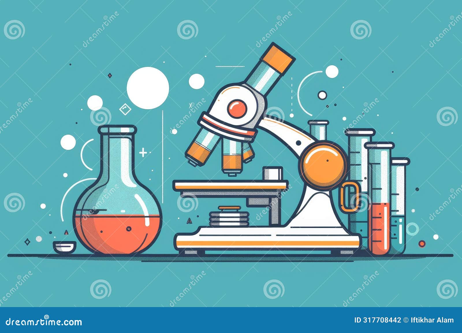 Microscope, Test Tubes, and Flasks in Laboratory Setting, a Microscope ...