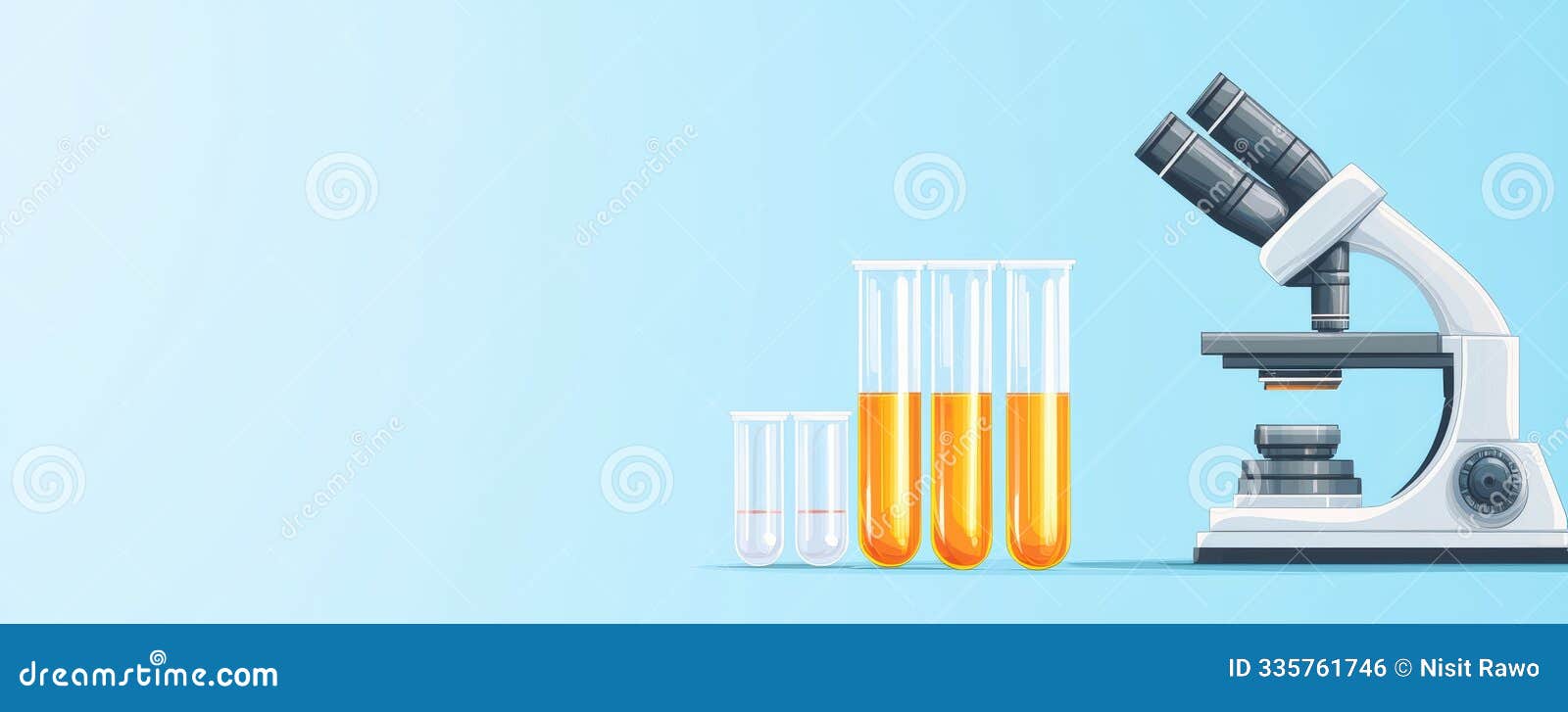 Microscope and Test Tubes in Lab for Quality Assurance, Flat Design ...