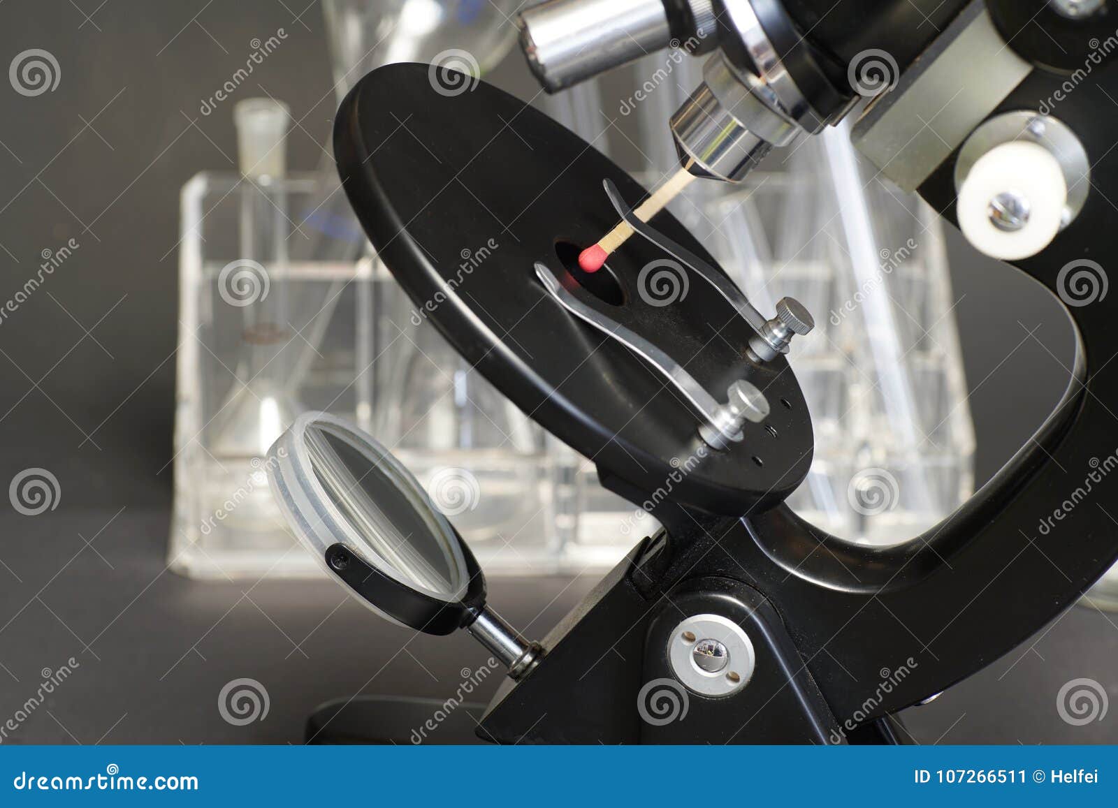 Microscope and Test Tubes Photographed Stock Image - Image of tubes ...