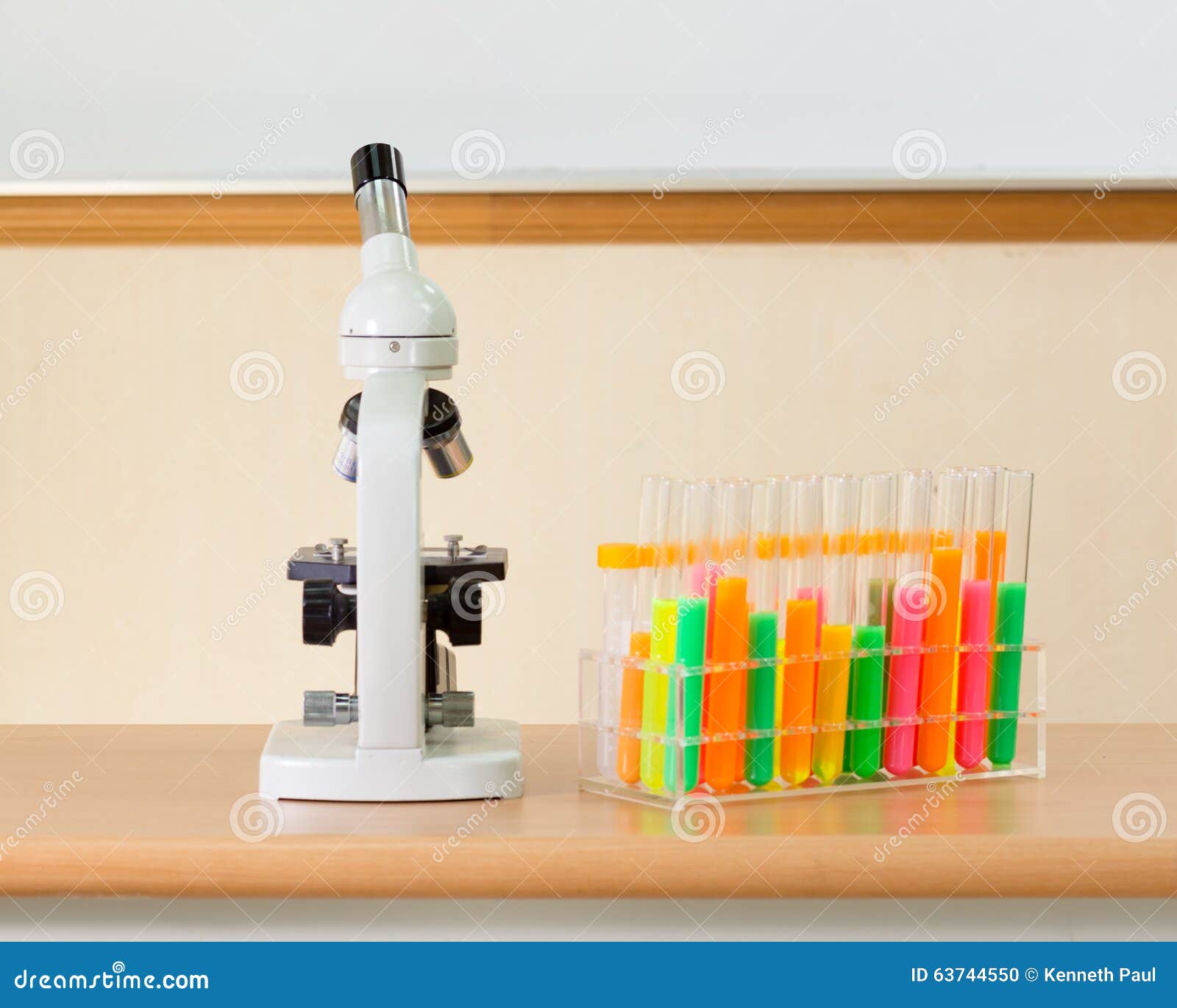 Microscope and Test Tubes in Science Lab Stock Photo - Image of ...
