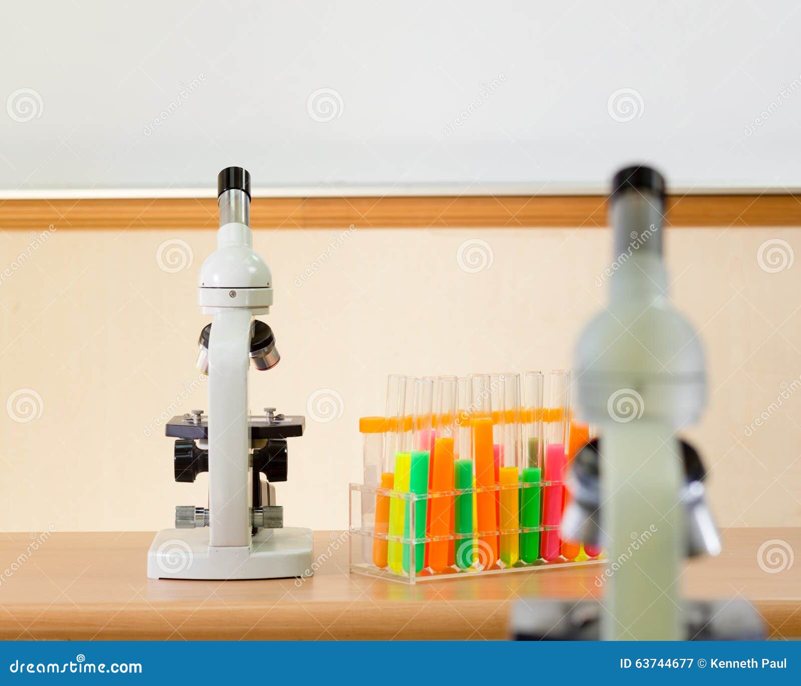 Microscope and Test Tubes in Science Lab Stock Image - Image of ...
