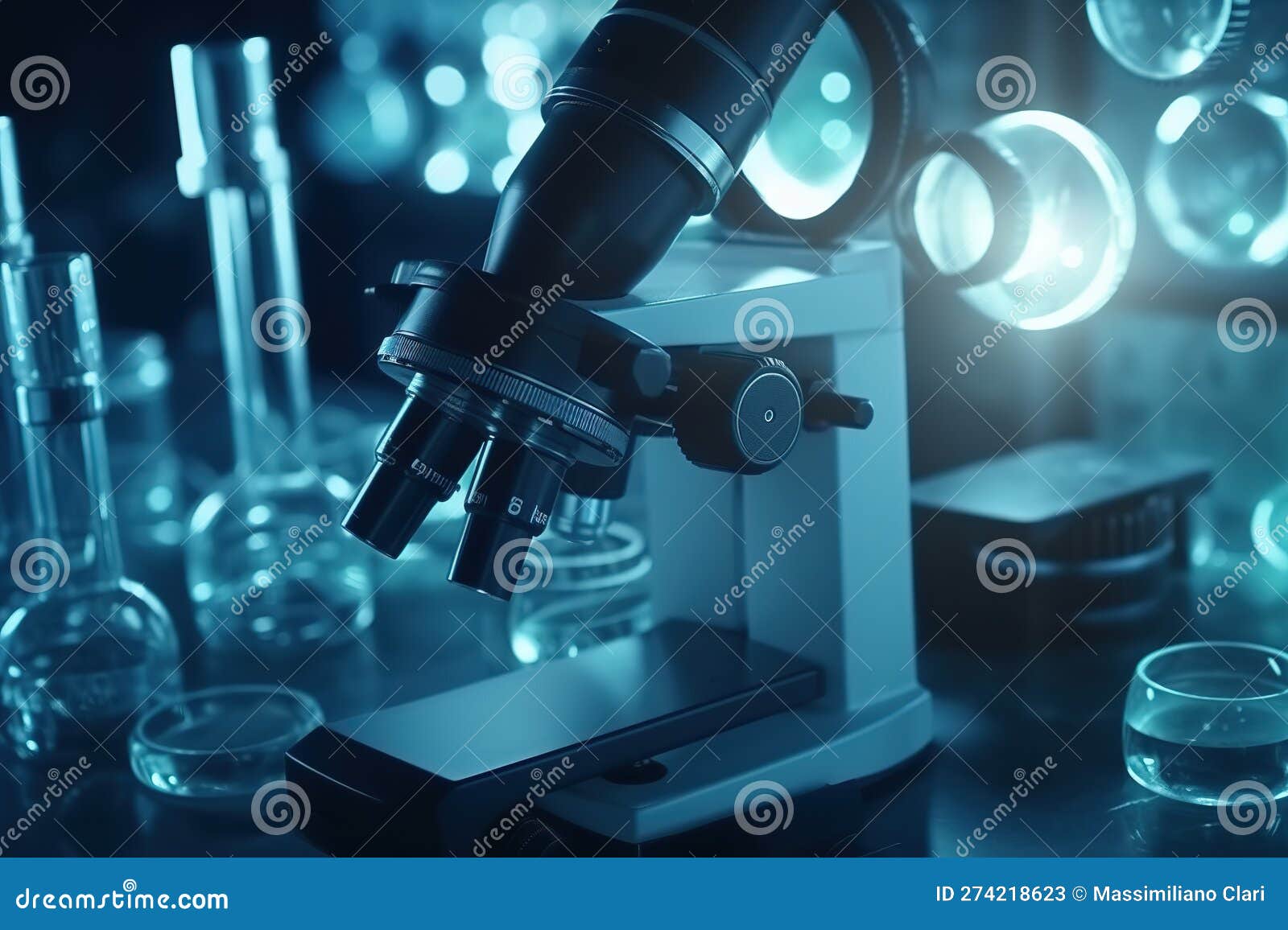 Microscope with Test Tubes. Science Laboratory Research and Development ...