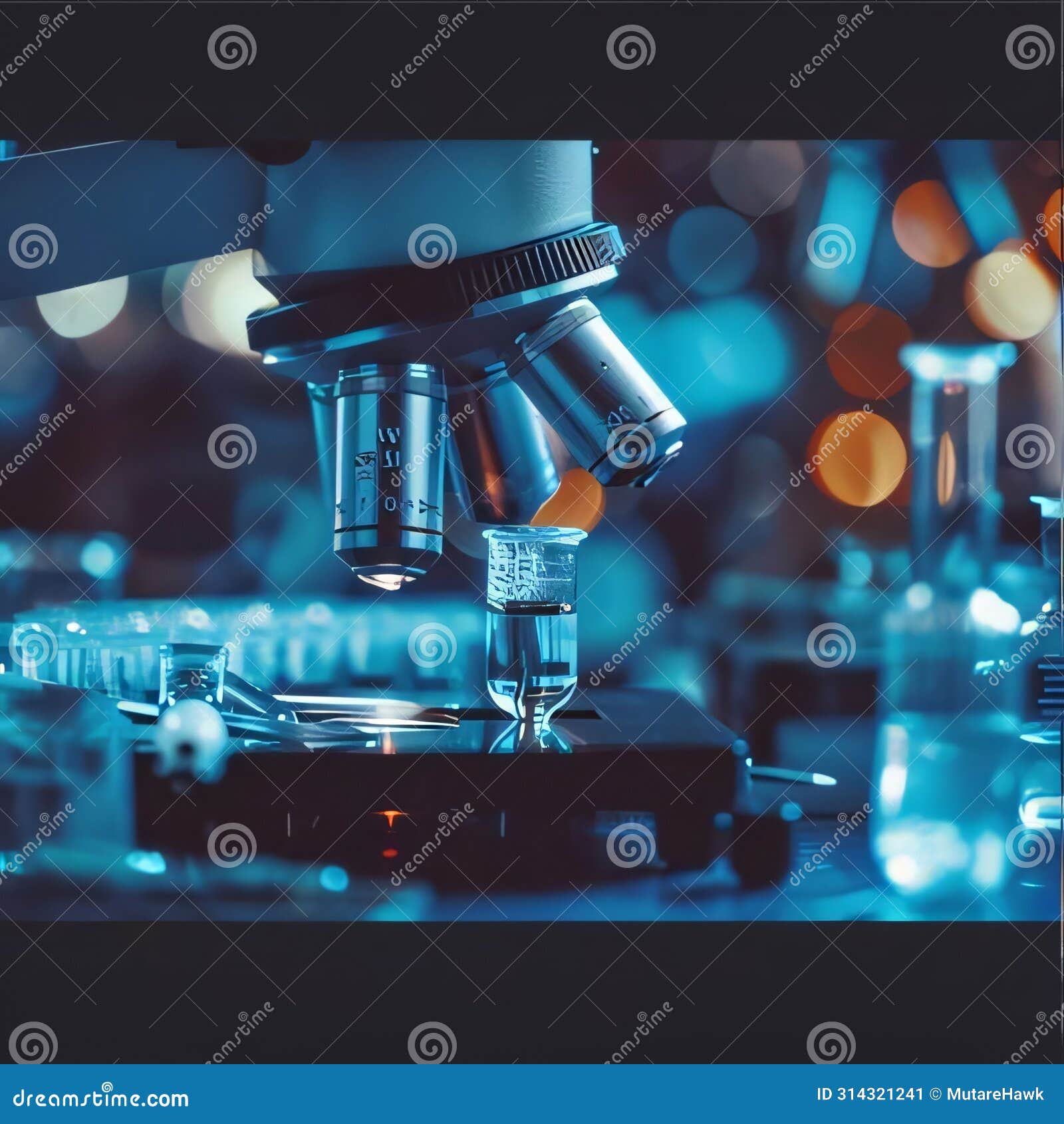 Microscope and Test Tubes in Scientific Laboratory, Science Research ...