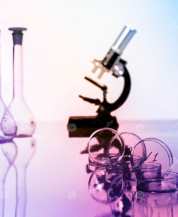 Microscope and Test Tubes Used in Laboratory Stock Image - Image of ...
