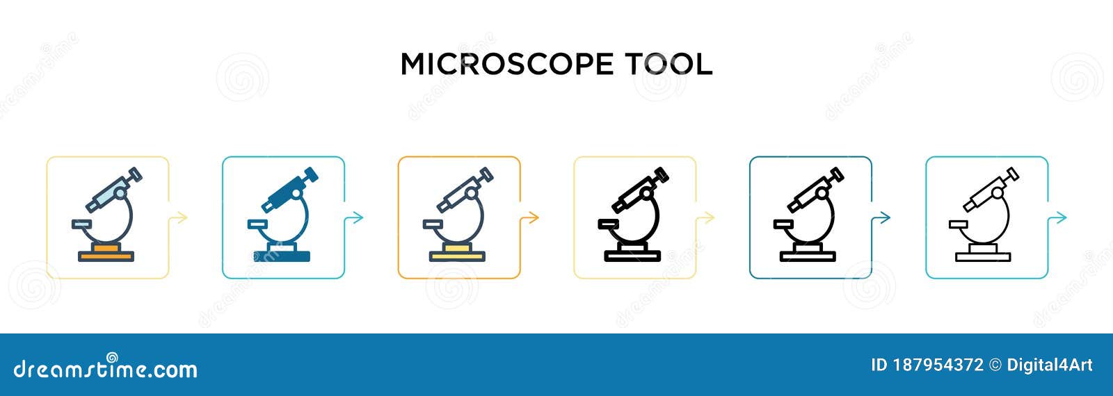 Microscope Tool Vector Icon in 6 Different Modern Styles. Black, Two ...