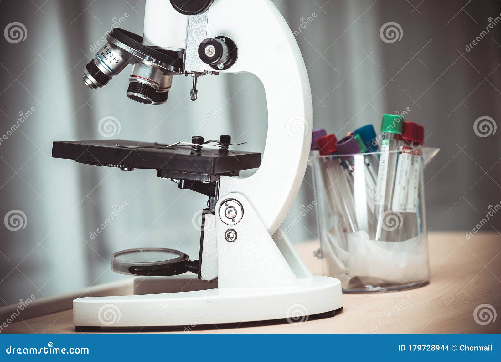 Microscope with Tube of Micro Biological for Scientist Biochemist or ...