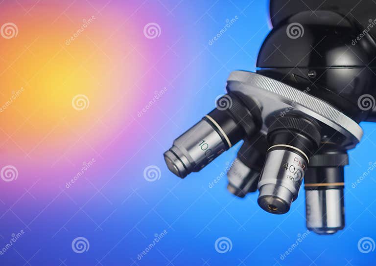 Microscope turret stock photo. Image of black, science - 38619368