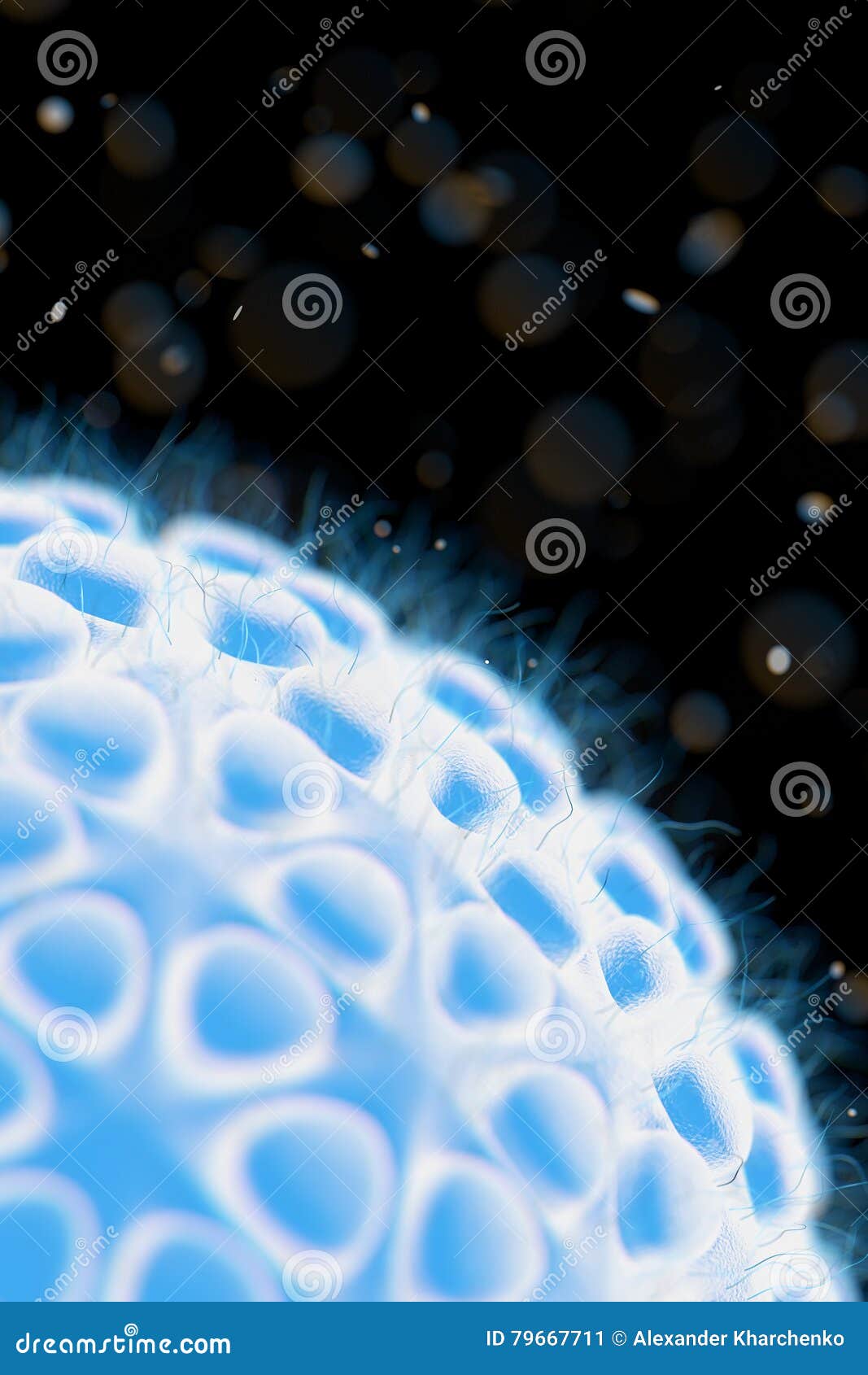 Microscope View of Bacteria Cell. 3d Rendering Stock Illustration ...