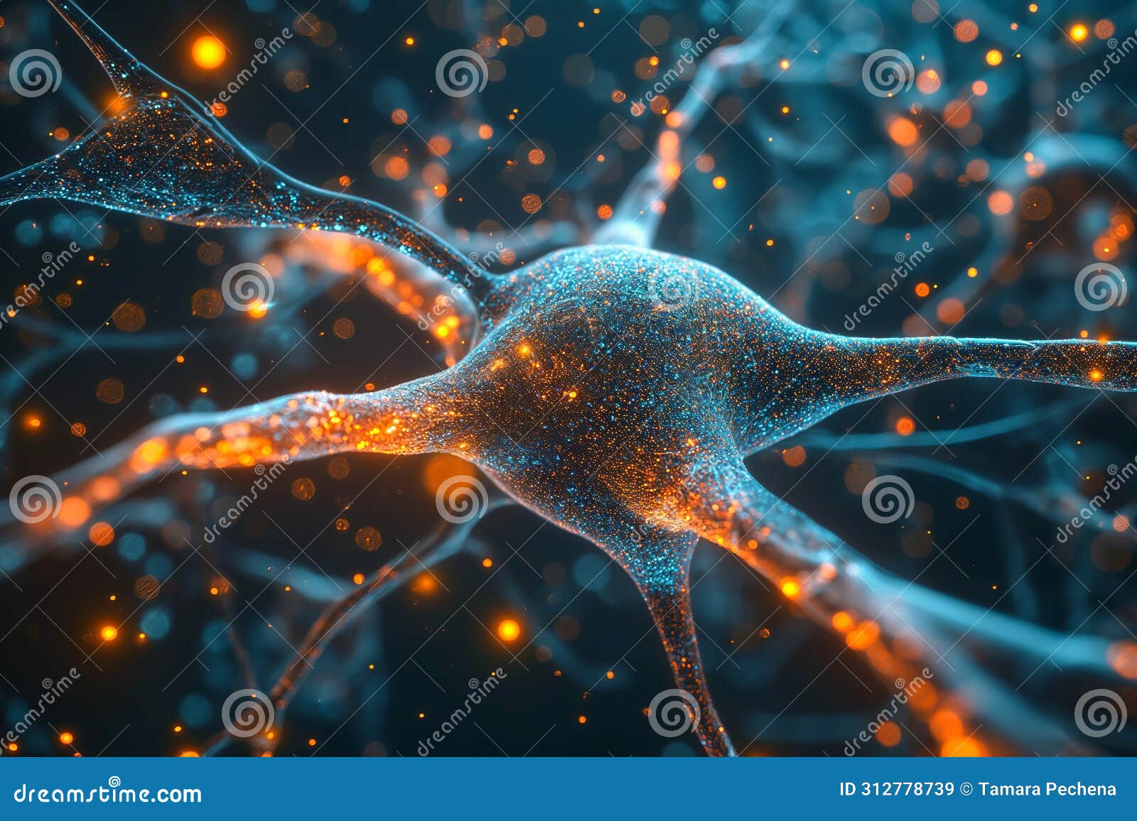Microscope View of Human Nervous System, Nerve Cell Human Brain. the ...