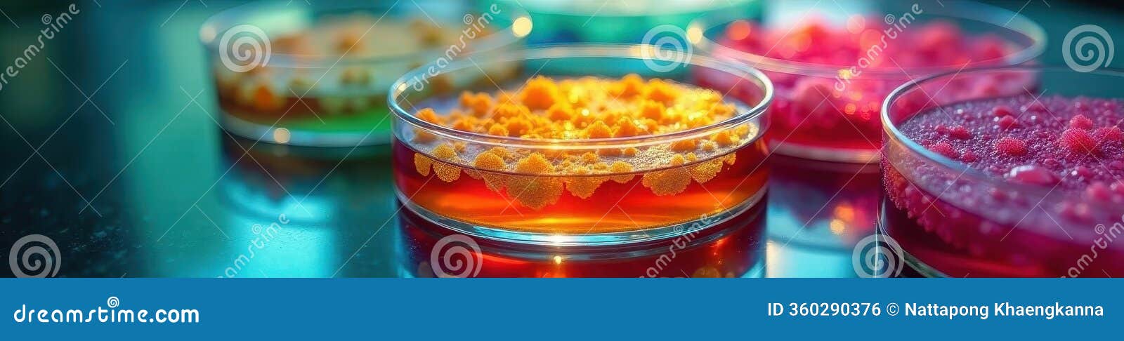 Microscope View of Microalgae Cultures in Petri Dishes, Closeup ...