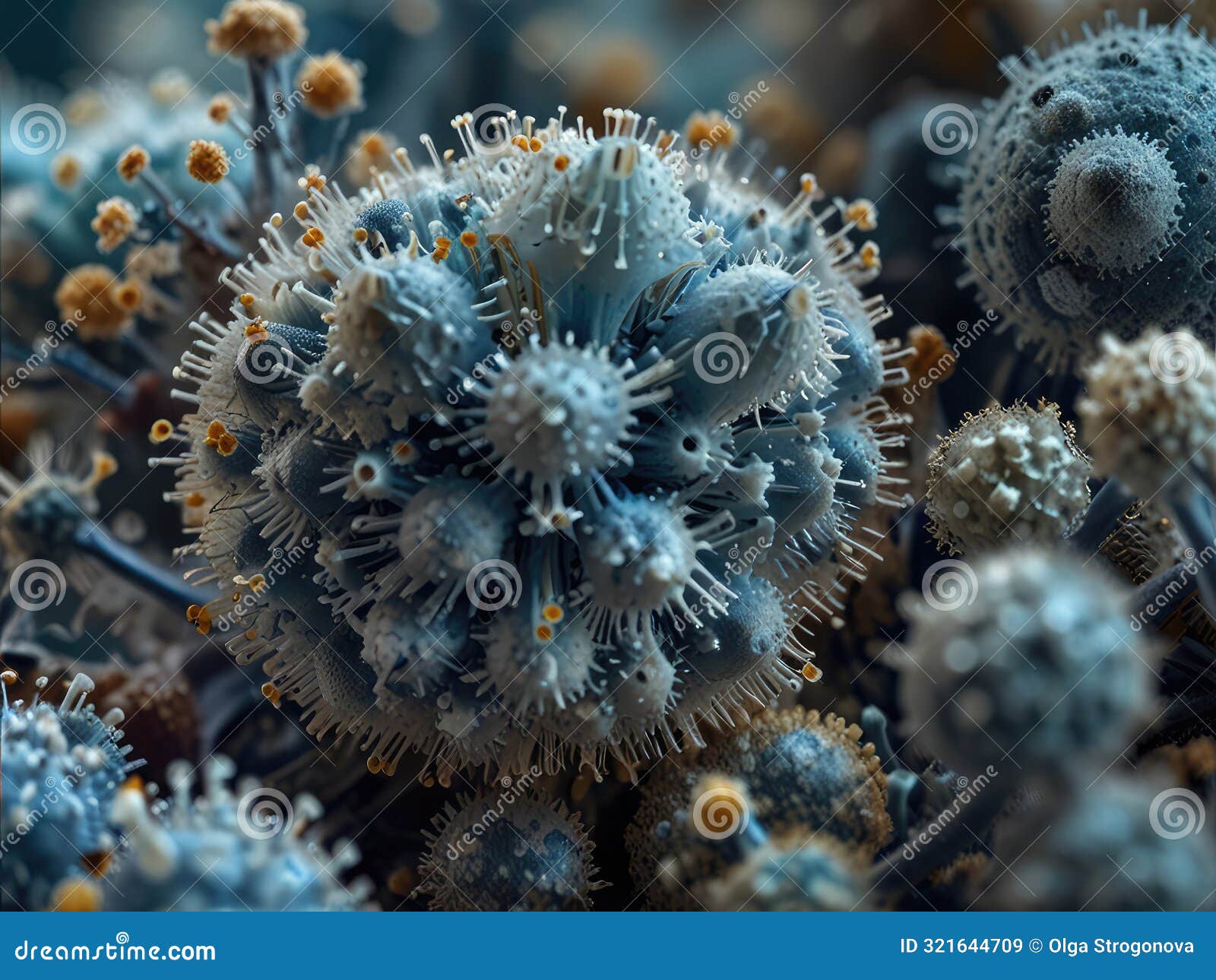 Microscope View of Mold Fungus Spore. Microbiology Laboratory Research ...