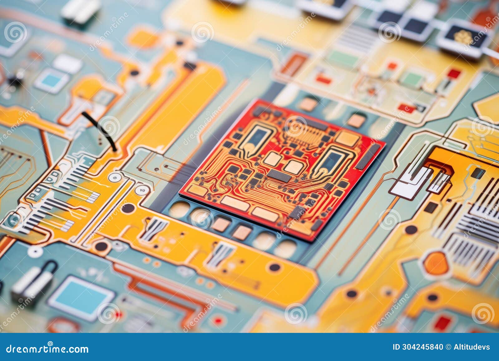 Microscope View of Nanometerscale Circuits on a Chip Stock Illustration ...