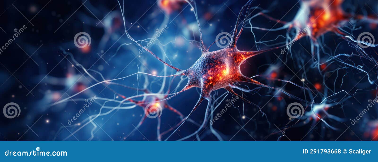 Microscope View of Nervous System, Banner with Neurons, Nerve Cell ...