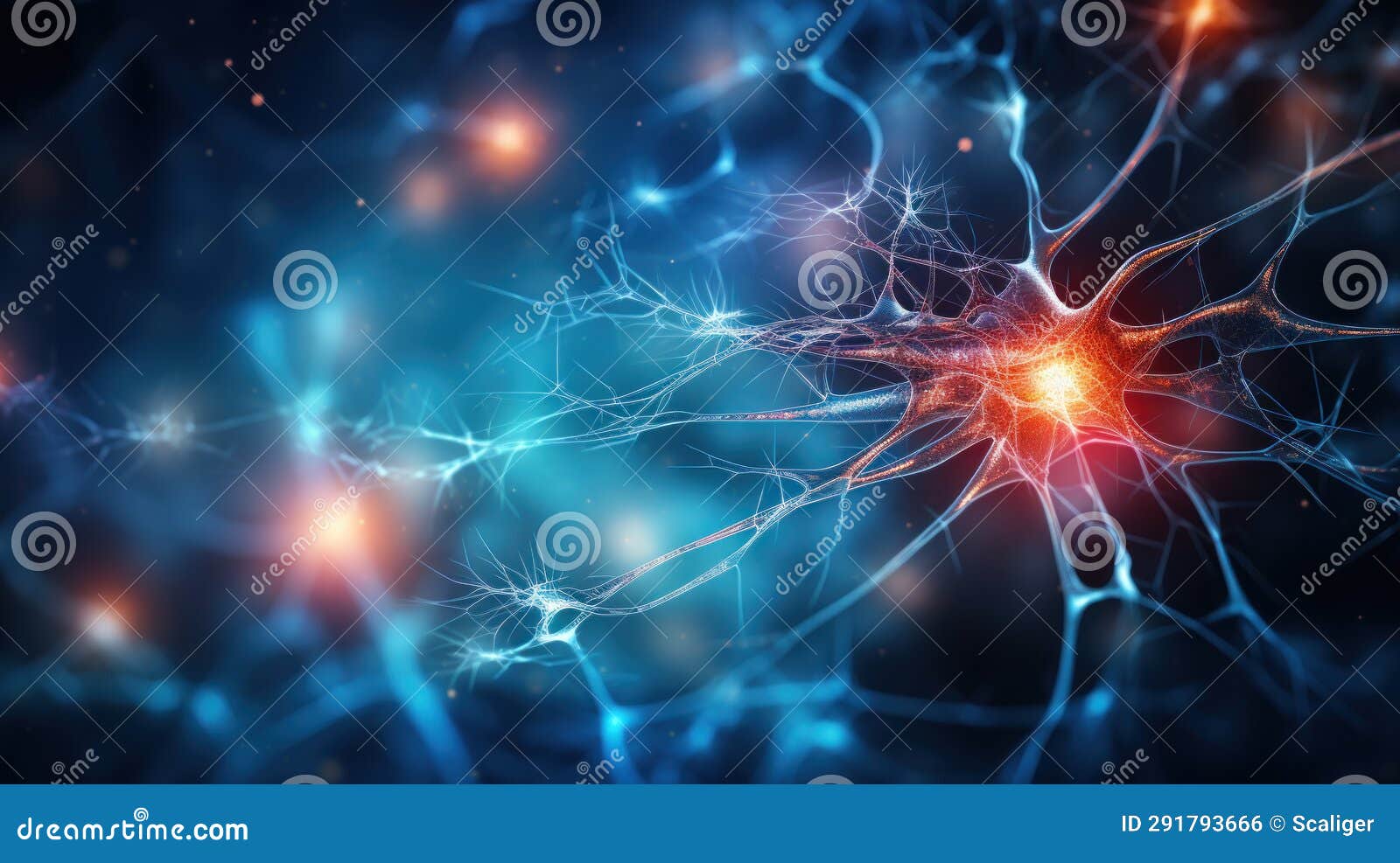 Microscope View of Neural Network with Active Neurons, Nerve Cells ...