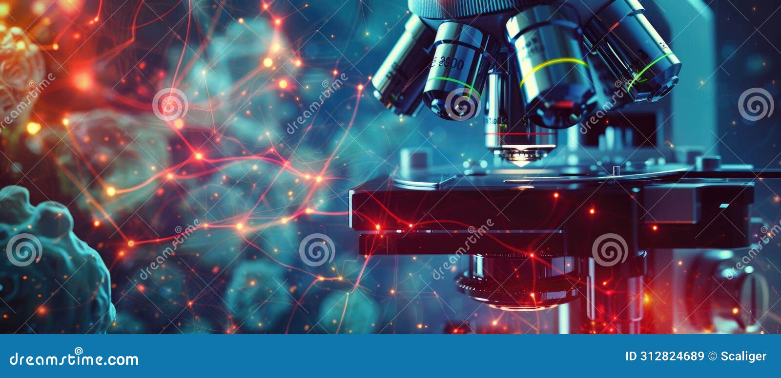 Microscope and View of Organic Structure, Abstract Background for ...