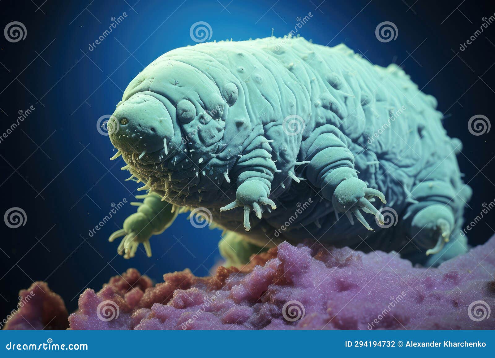 Microscope View of a Tardigrade and Some Bacterias Extreme Closeup ...