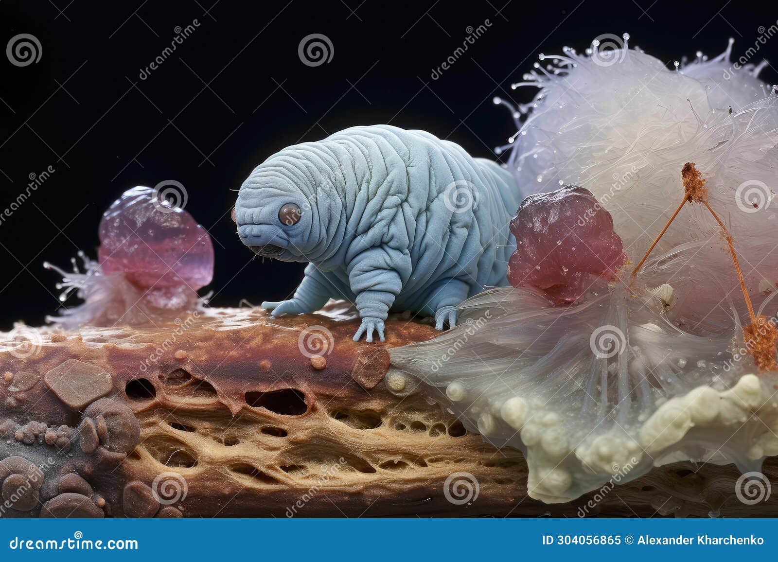 Microscope View of a Tardigrade and Some Bacterias Extreme Closeup ...