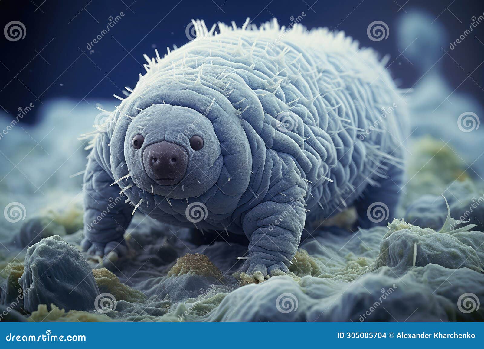Microscope View of a Tardigrade and Some Bacterias Extreme Closeup ...