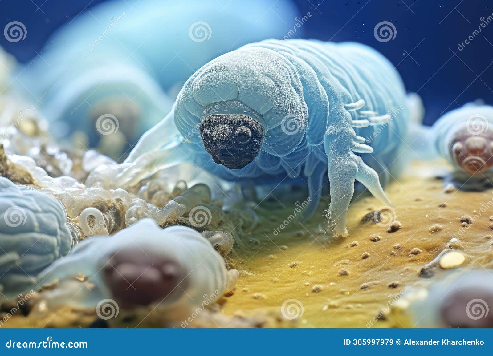 Microscope View of a Tardigrade and Some Bacterias Extreme Closeup ...
