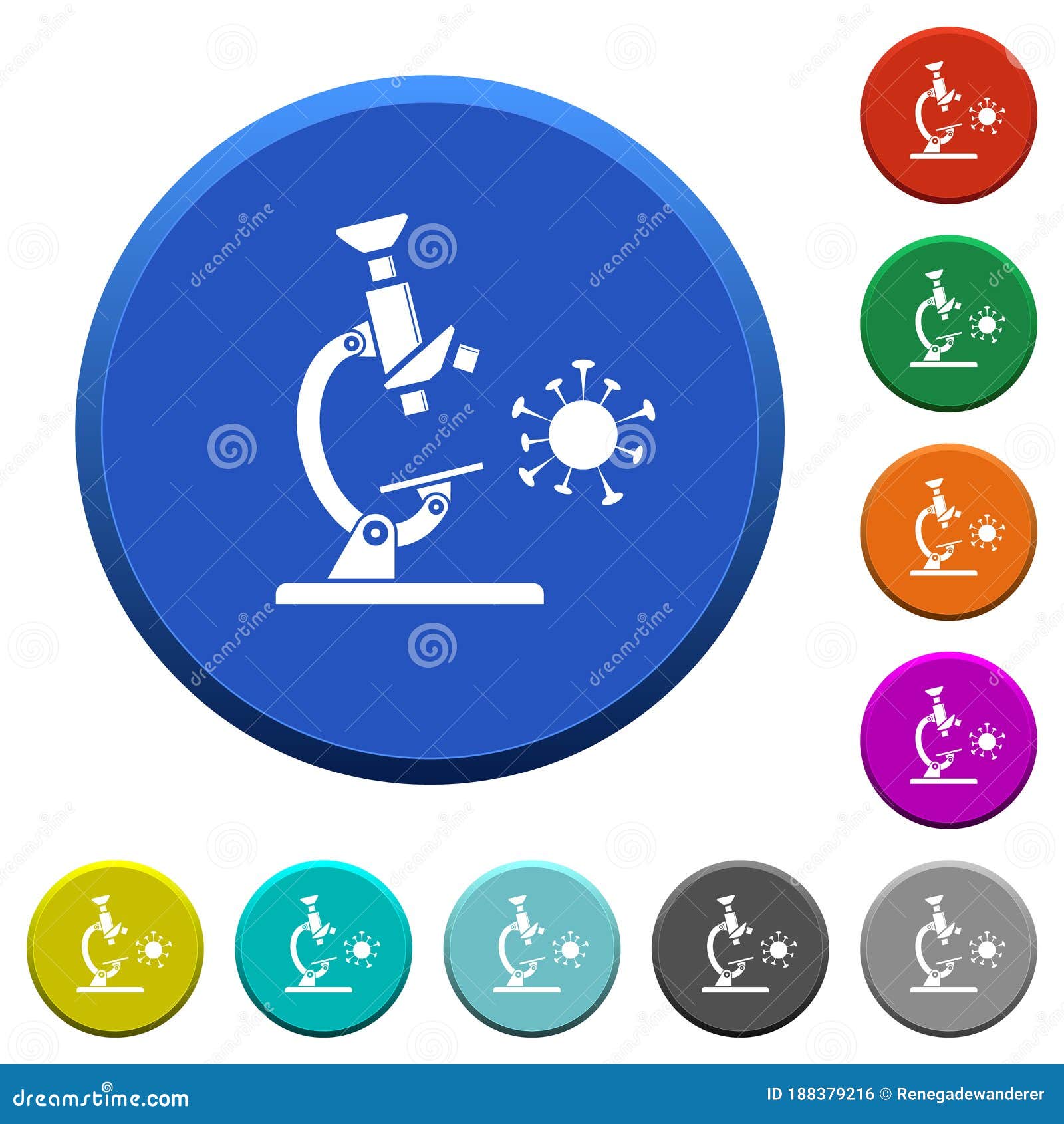 Microscope and Virus Beveled Buttons Stock Vector - Illustration of ...
