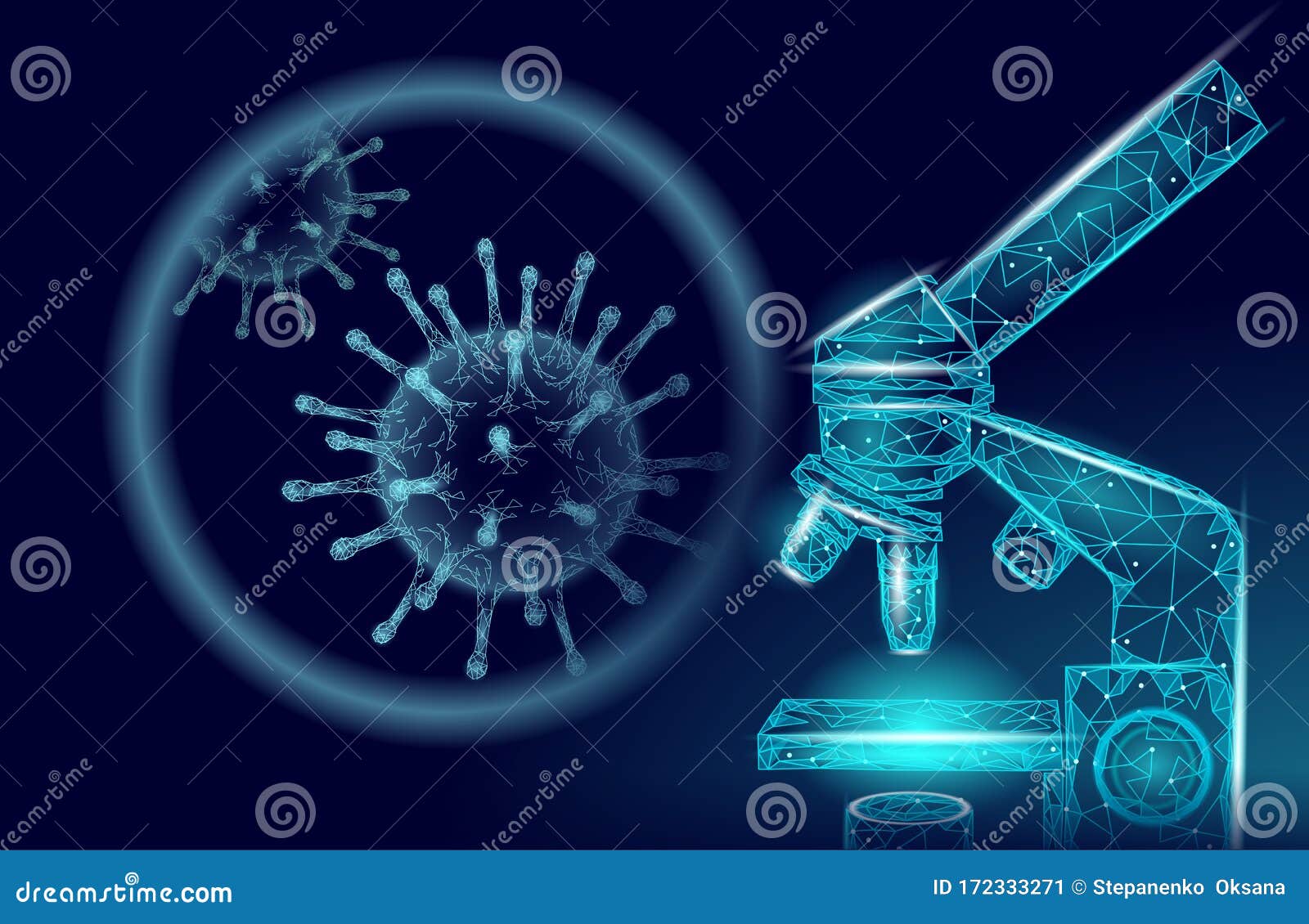 Microscope Virus 3D Low Poly Render. Laboratory Analysis Infection ...