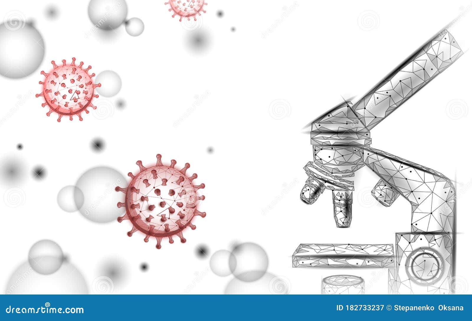 Microscope Virus 3D Low Poly Render. Laboratory Analysis Infection ...