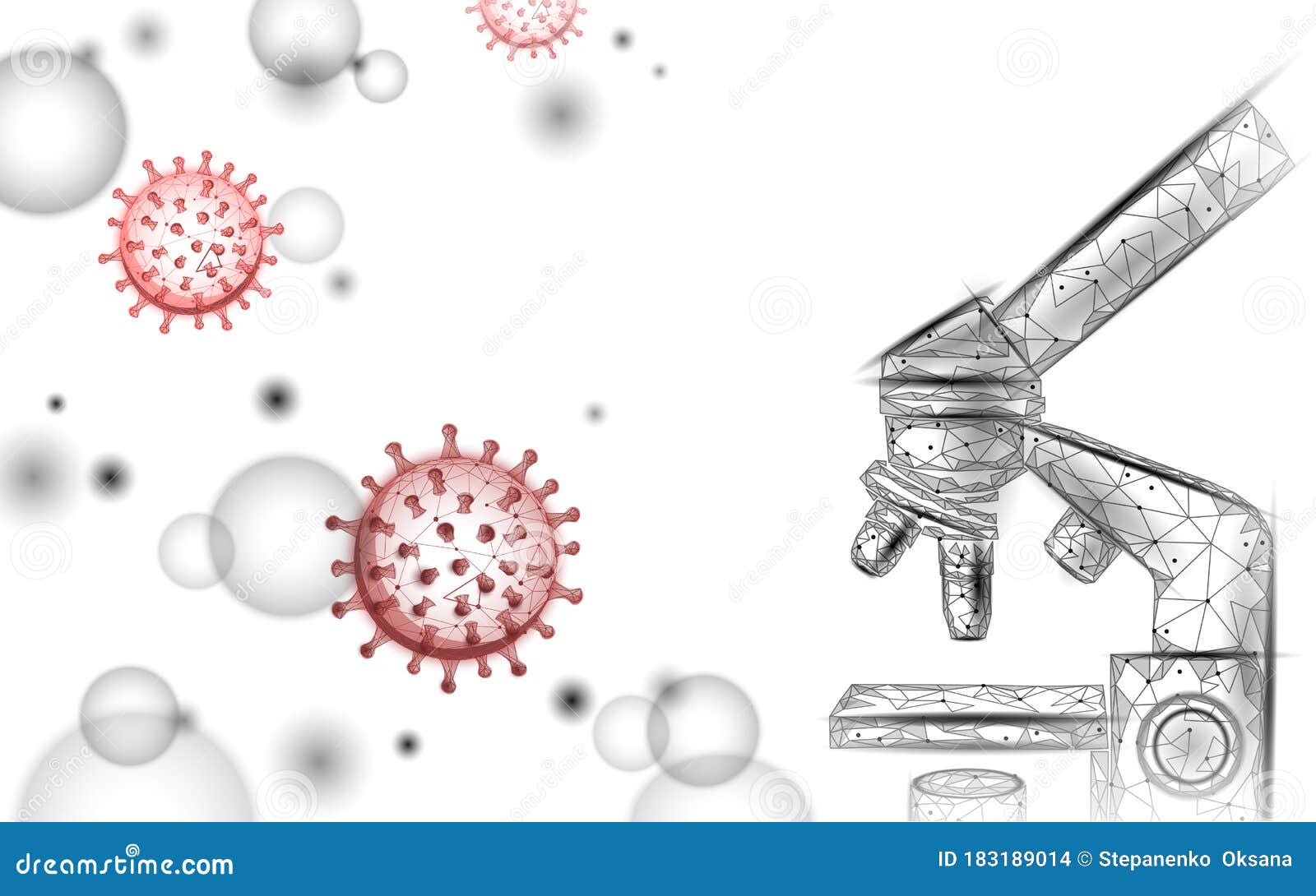 Microscope Virus 3D Low Poly Render. Laboratory Analysis Infection ...