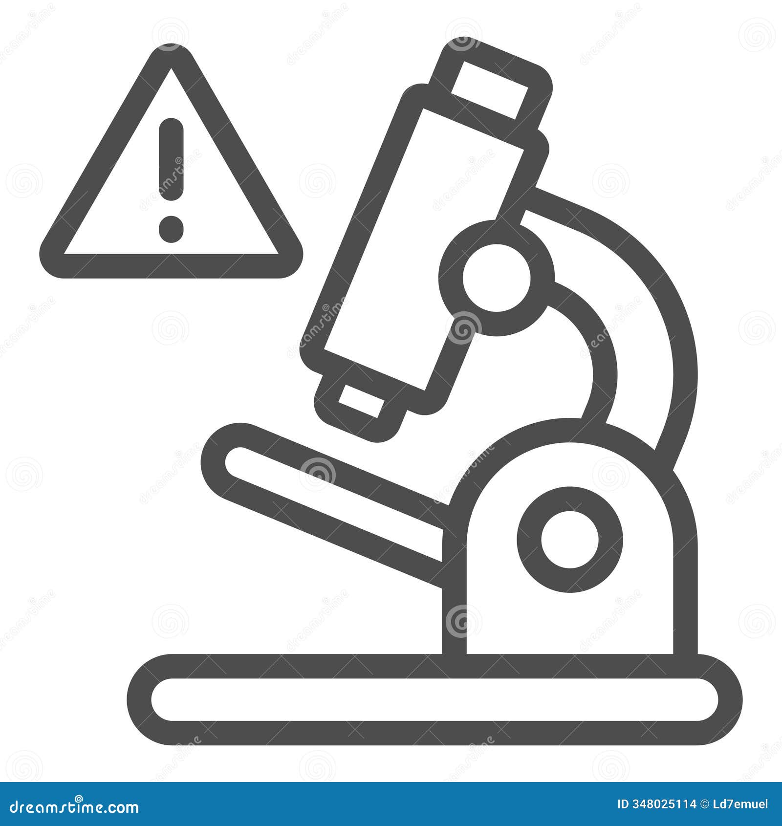 Microscope with Warning Line Icon, Laboratory Test Concept. Vector ...