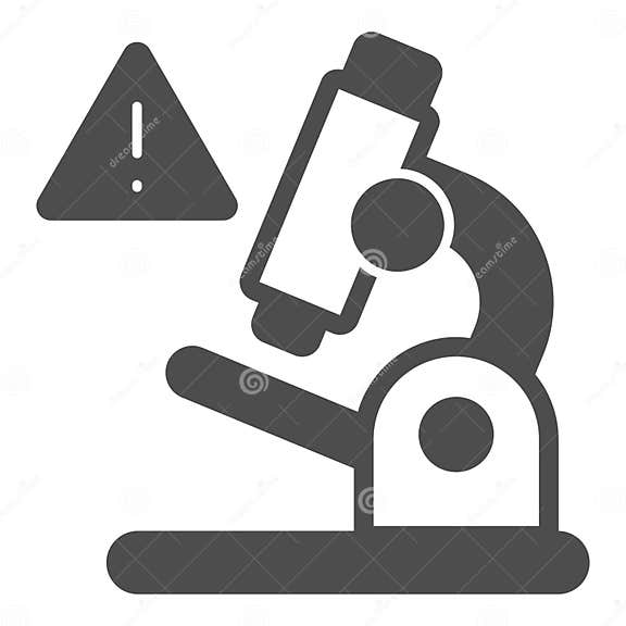 Microscope with Warning Solid Icon, Laboratory Test Concept. Vector ...