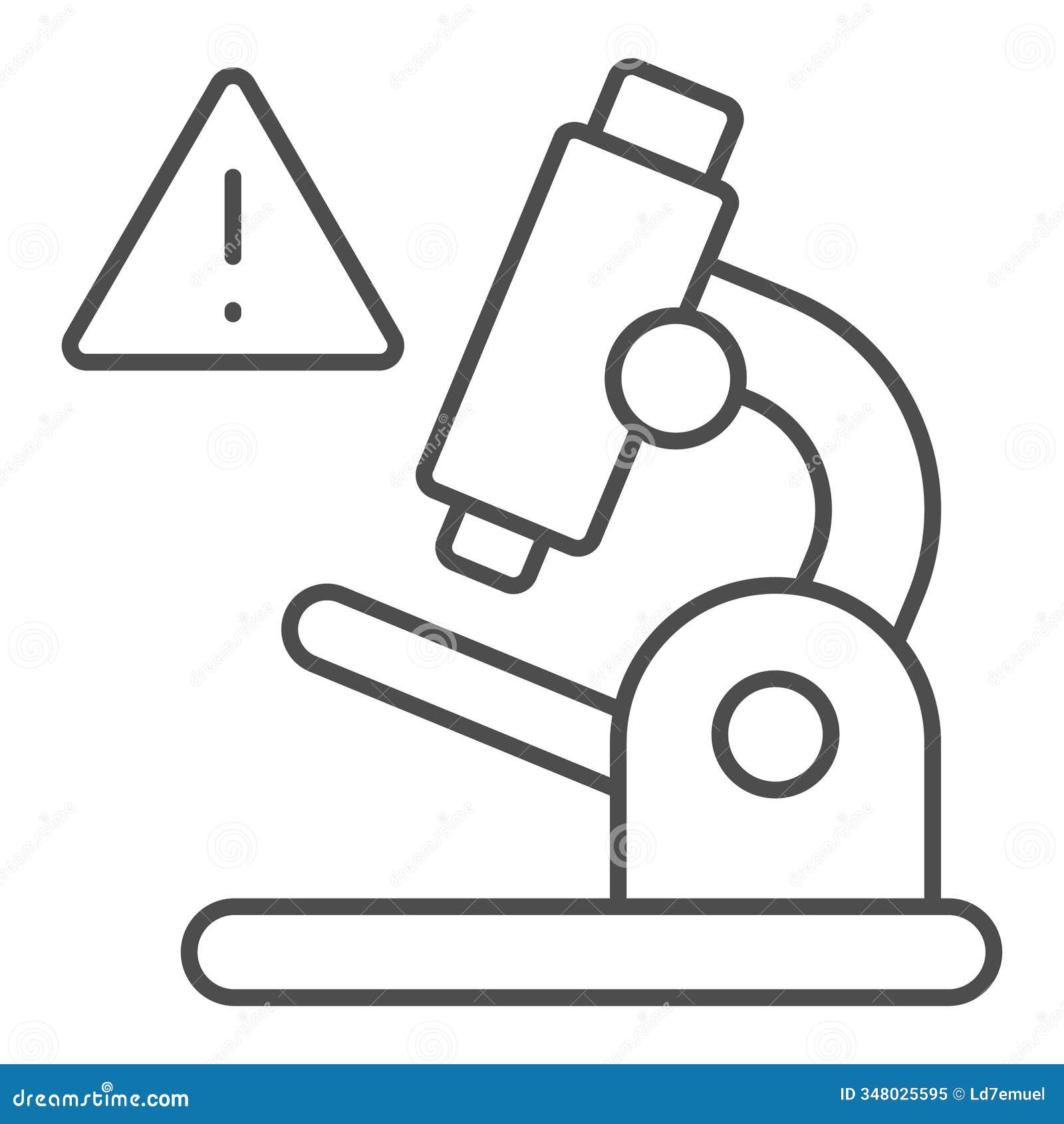 Microscope with Warning Thin Line Icon, Laboratory Test Concept. Vector ...